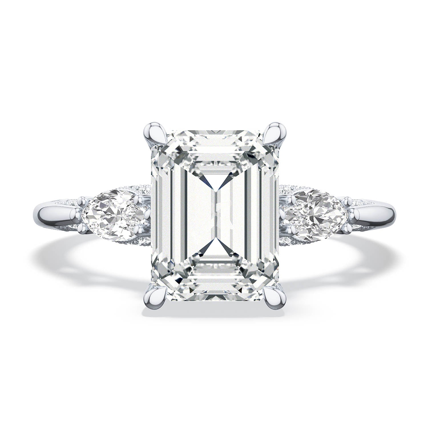 Emerald 3-Stone Engagement Ring – Mervis Diamond Importers