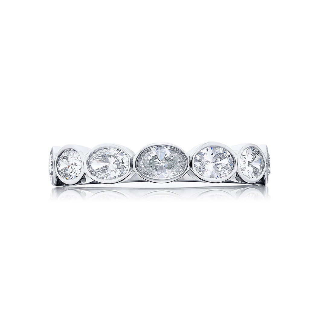 Signature East-West Bezel Diamond Band | Oval Diamonds in Pure Platinu ...