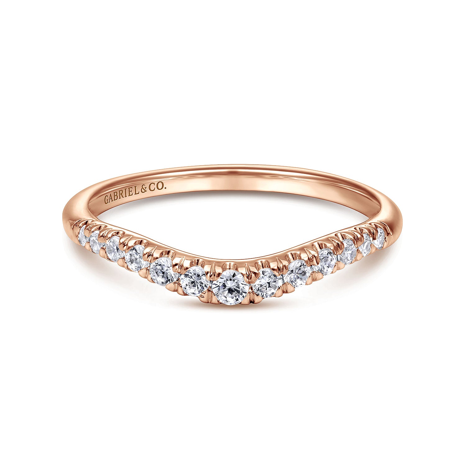 Curved-14K Rose Gold Diamond Anniversary Band – Mervis Diamond Importers