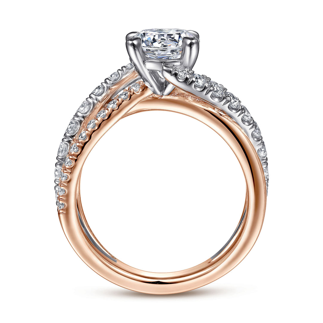 Gabriel & Co. ER12337R6T44JJ 14K White Rose Gold Round Free Form Diamo ...
