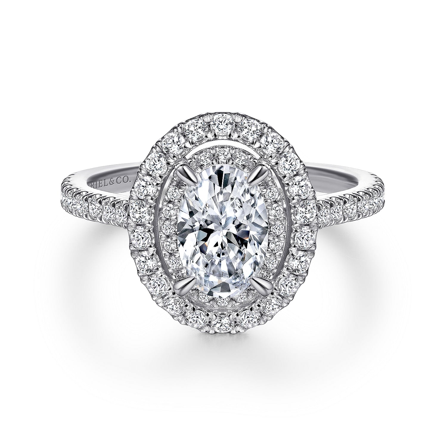 14k White Gold Oval Double Halo Diamond Engagement Ring – Mervis ...